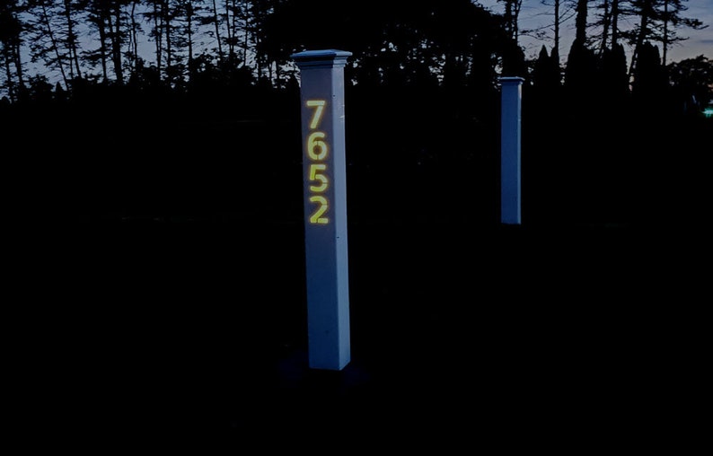 Solar Powered LED Address Post, Large 5 X 5 X 48" PVC With 4" Numbers ...