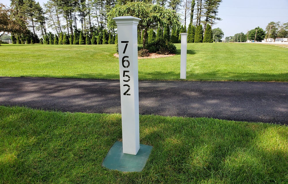 Solar Powered LED Address Post, Large 5 X 5 X 48" PVC With 4" Numbers ...