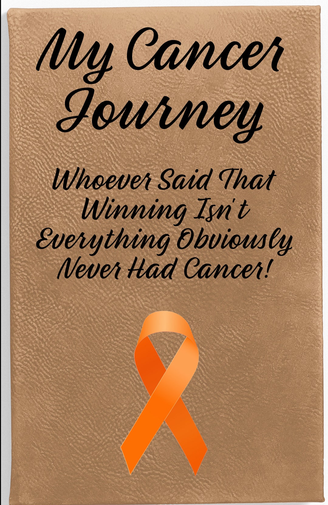 Brown Cancer Journal With Orange Ribbon for Leukemia, Inspirational ...