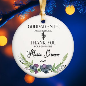 Personalized Godparent Thank You Ornament, Personalized Baptism ...