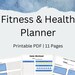 Printable Fitness and Health Planner, Health and Wellness Tracker, Log ...