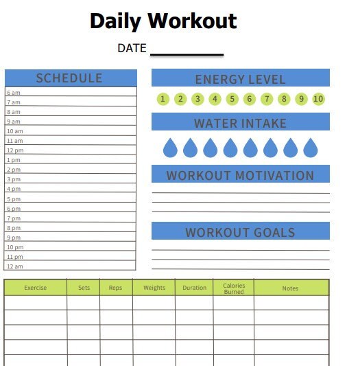 Printable Fitness and Health Planner, Health and Wellness Tracker, Log ...