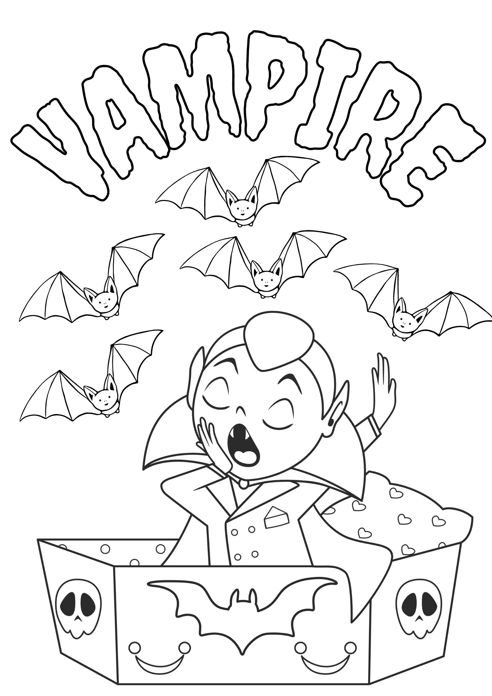 Halloween Children's Coloring Page Vampire digital Download - Etsy