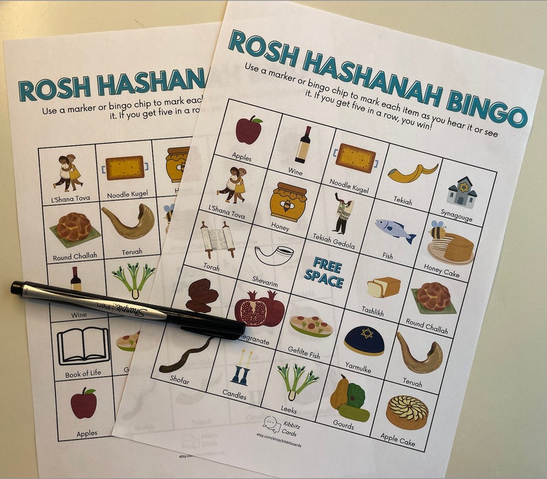 10 Printable Rosh Hashanah Bingo Cards | Children's Rosh Hashanah ...