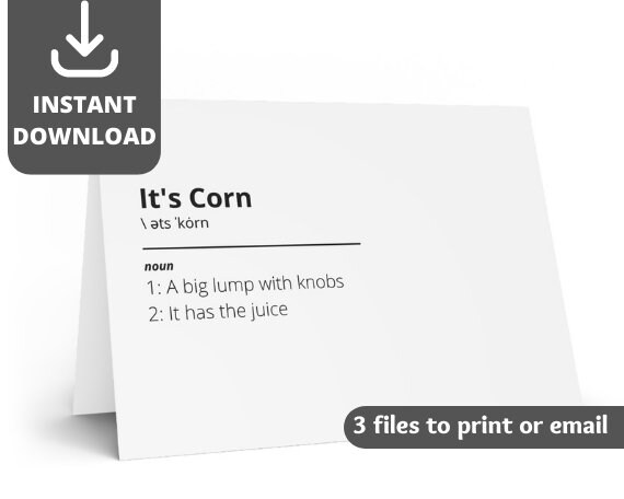 It's Corn Tiktok Meme Digital Download Cards Instant - Etsy