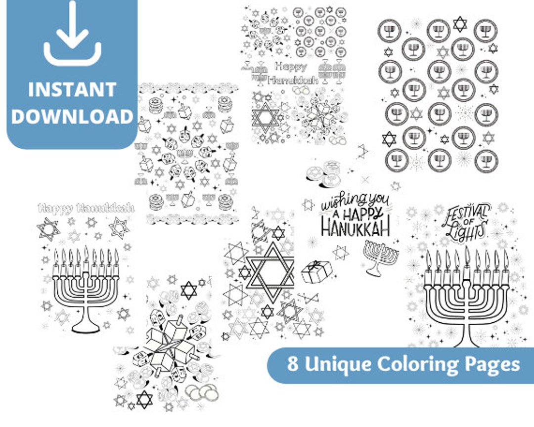Hanukkah Coloring Pages, Jewish Holiday Activity Book, Digital Download ...