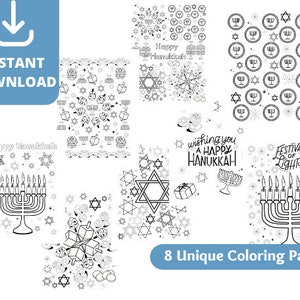Hanukkah Coloring Pages, Jewish Holiday Activity Book, Digital Download ...