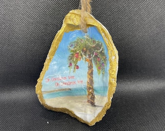 Palm Tree Oyster Shell Ornament With Two Pearls. Sweet Christmas Palm ...
