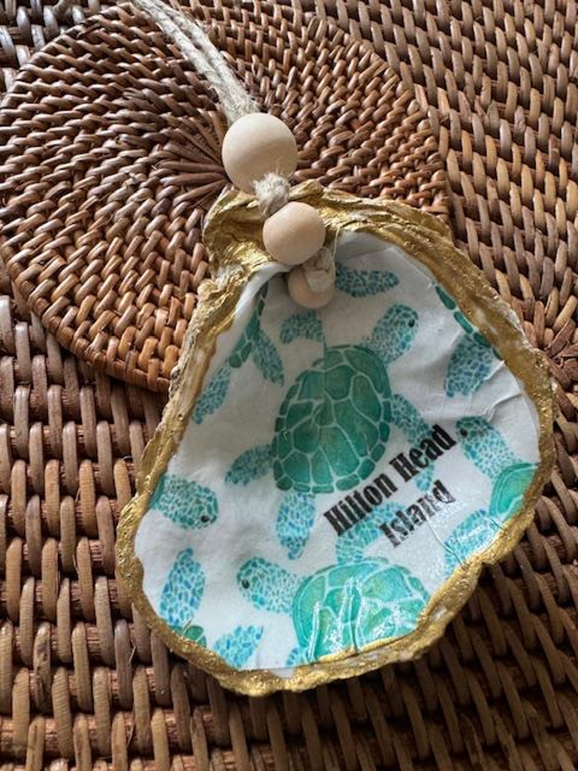 Green Turtle Oyster Shell Ring Dish or Hanging Ornament - Etsy