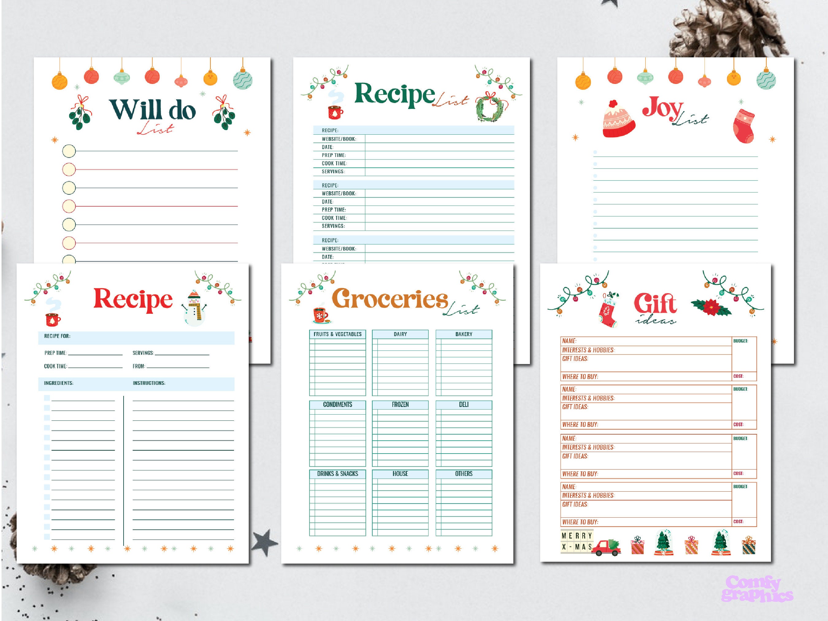 Christmas Planner Printable Holiday Planner Gift List to Do - Etsy