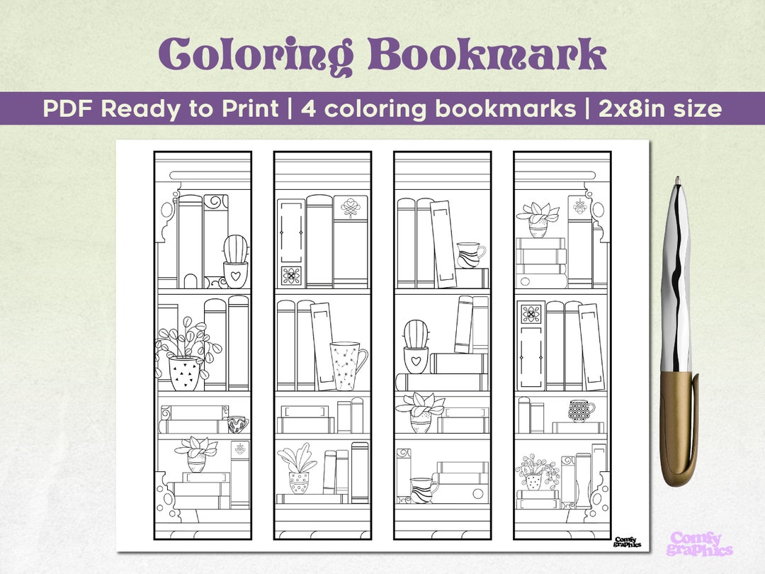 Coloring Bookmark Bookshelf Coloring Printable 4 Coloring Bookmark ...