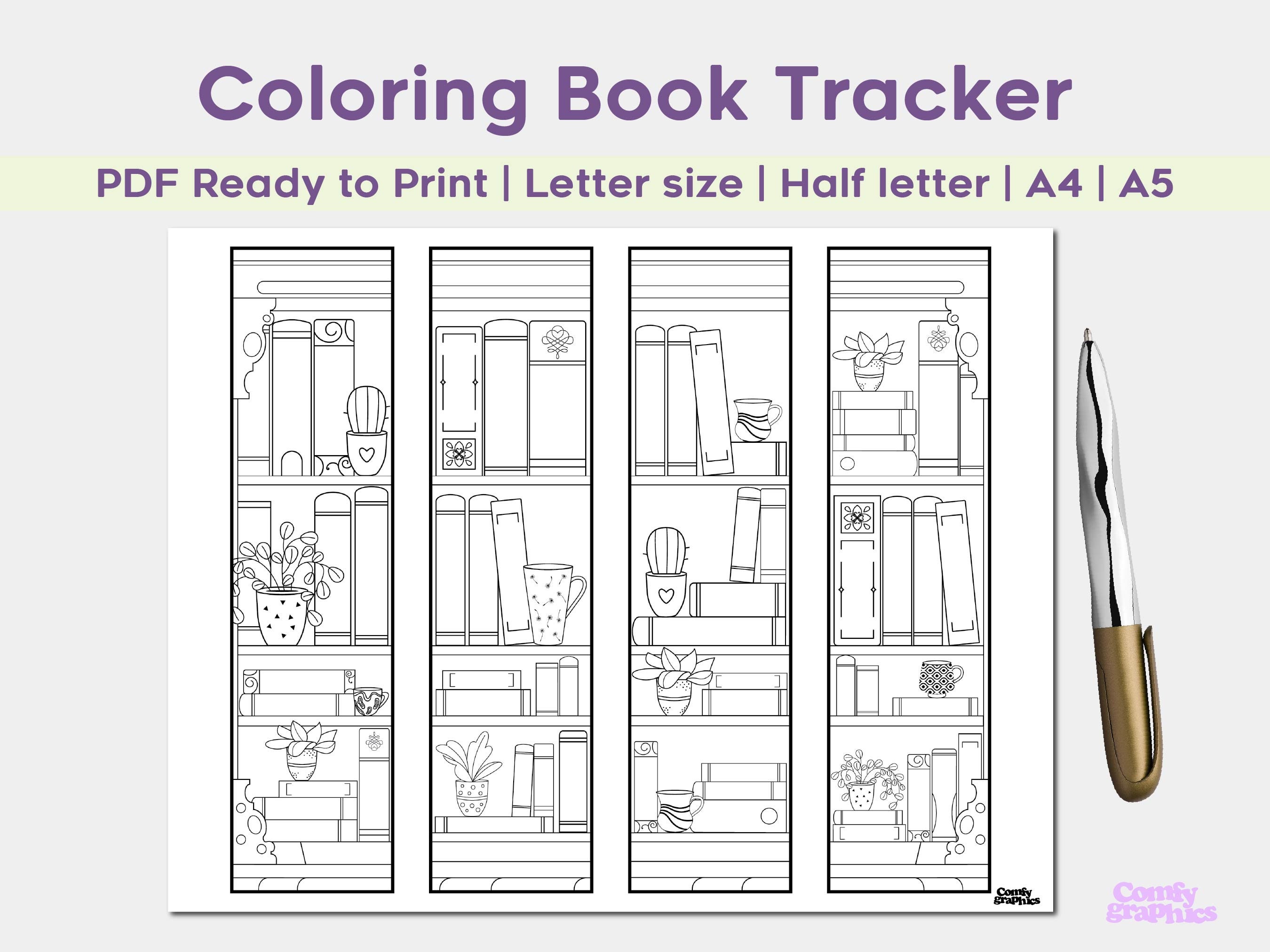 Coloring Bookmark Bookshelf Coloring Printable 4 Coloring Bookmark ...