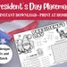 President's Day Activity Placemats for Kids of All Ages - 12 Different ...