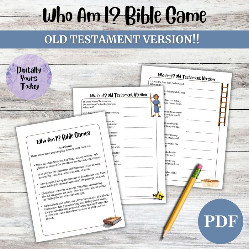 Old Testament Bible Game: Who Am I Trivia - Sunday School (digital ...