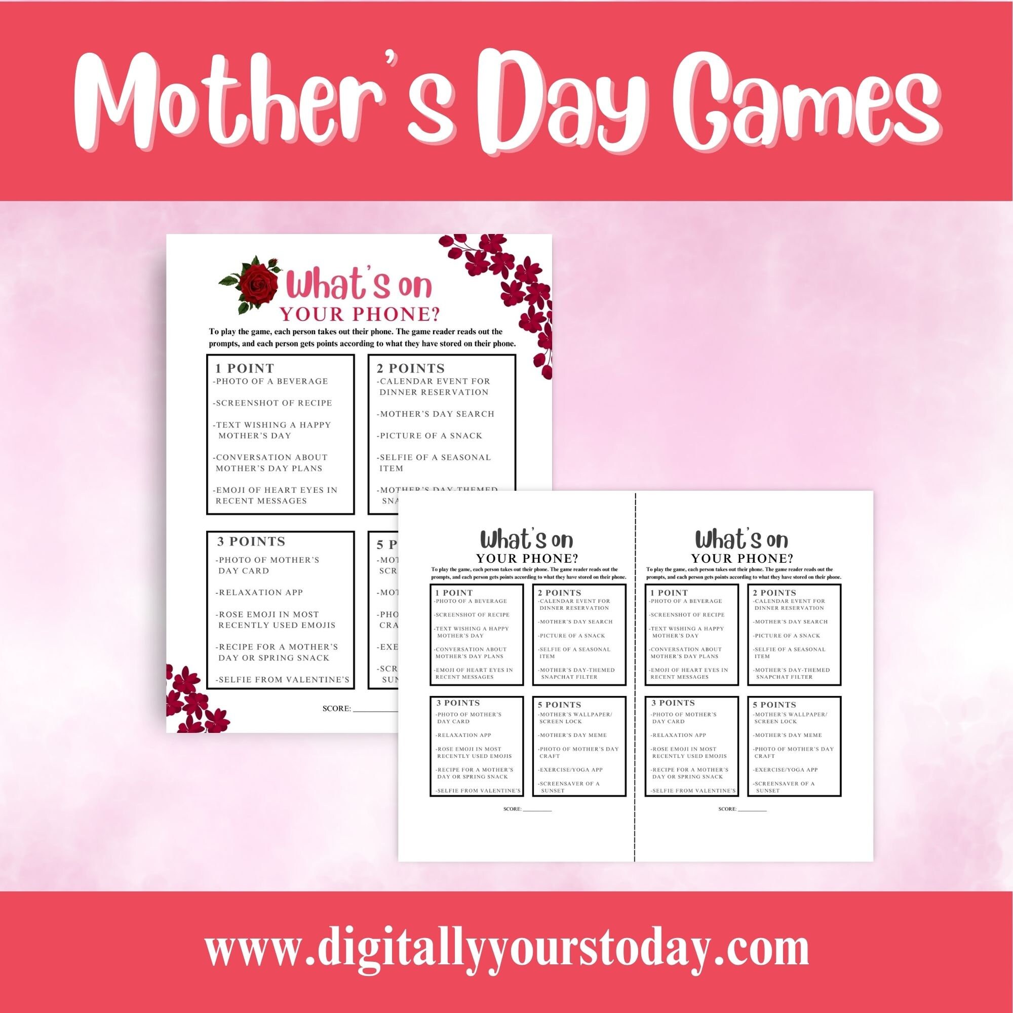 Mother's Day Game Printable Bundle Fun Games for Mum Mothering Sunday ...