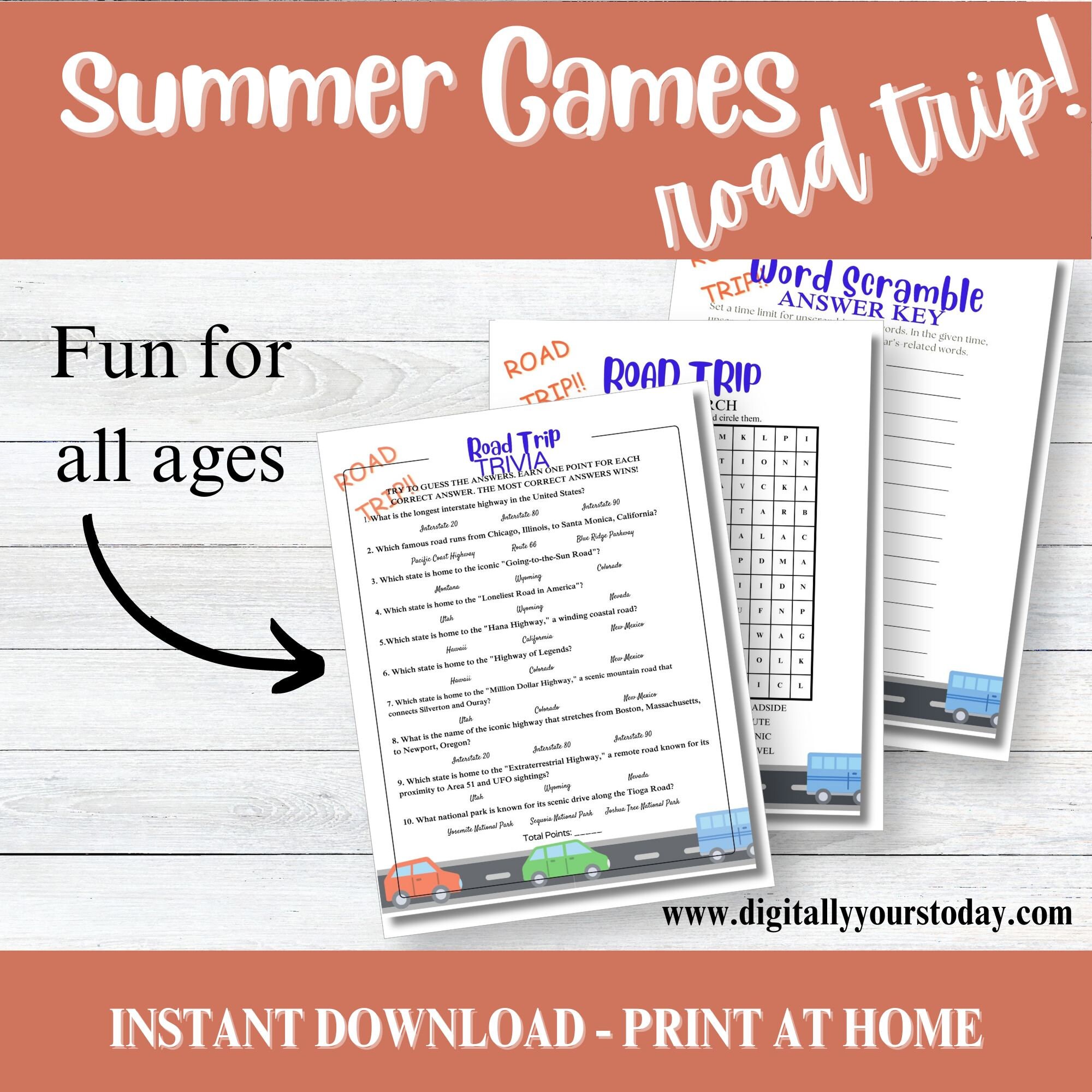 Summer Games - Road Trip Edition Game Bundle for Kids, Adults, Families ...