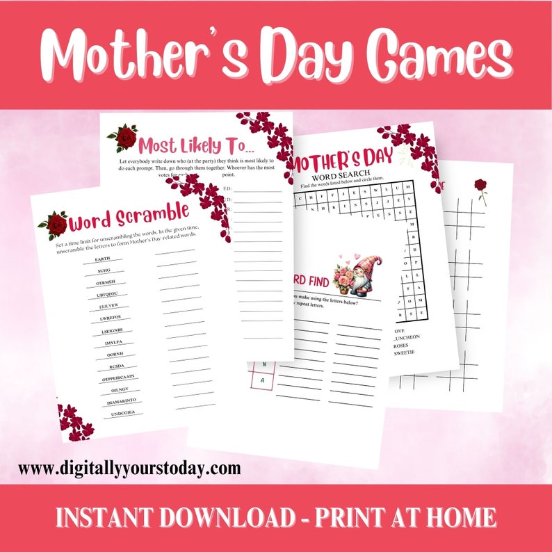Mother's Day Game Printable Bundle Fun Games for Mum Mothering Sunday ...