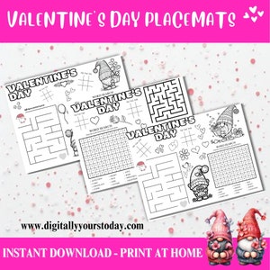 Valentine's Day Activity Placemats for Kids of All Ages 12 Different ...