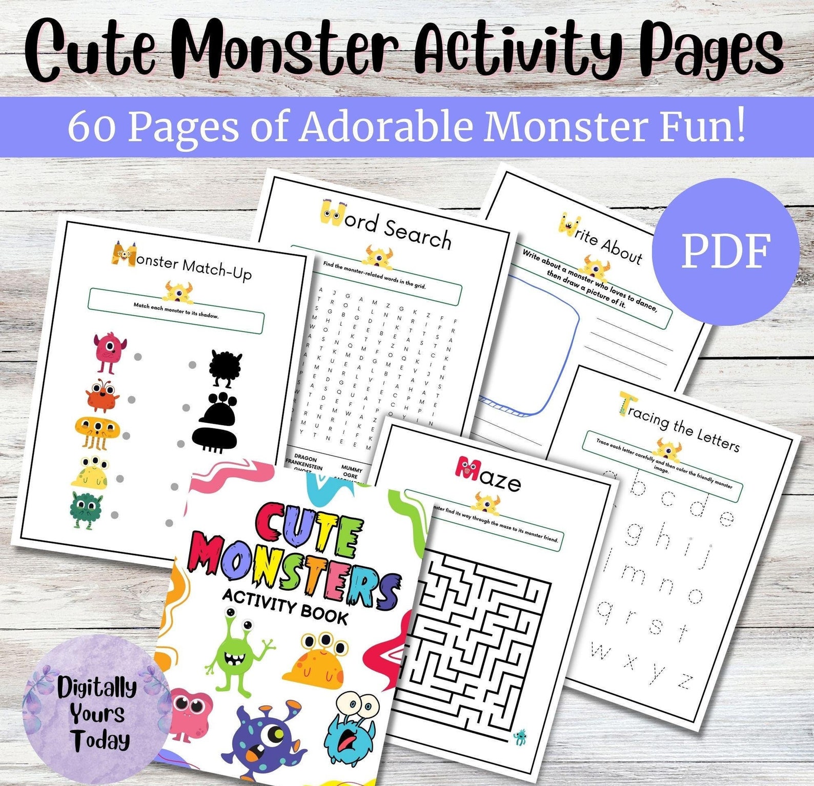 Cute Monster Activity Pack & Coloring Pages Printable | Monster ...