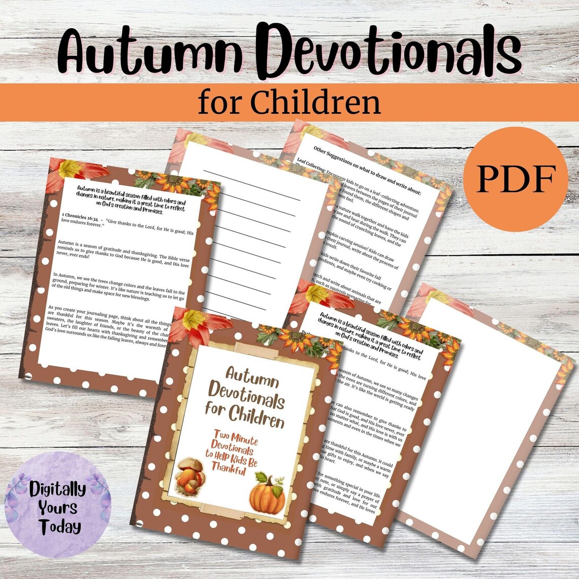 Autumn Devotional for Children | Printable Activity |bible Verses - Etsy