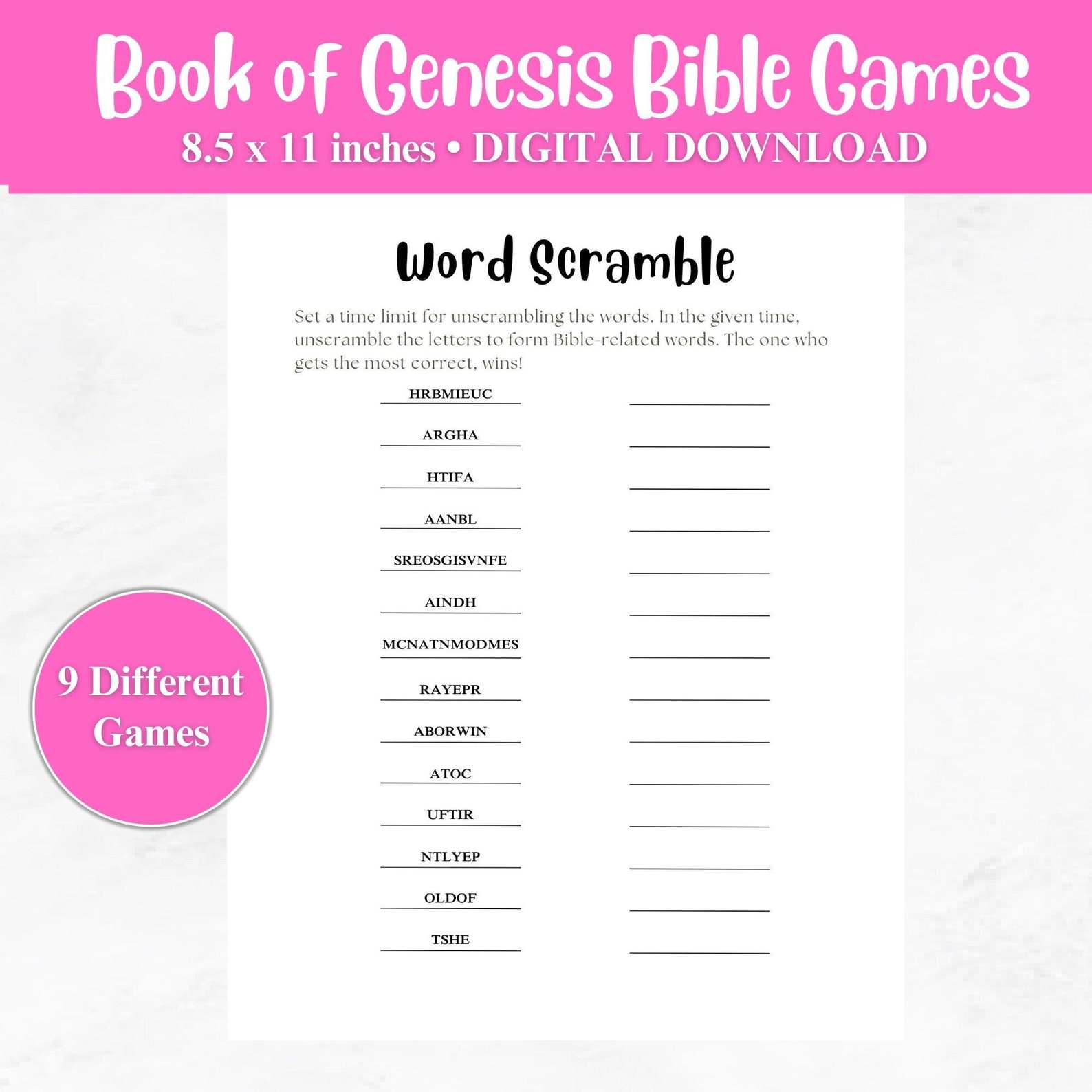 Book of Genesis Bible Games Family Friendly Printables Trivia Would You ...