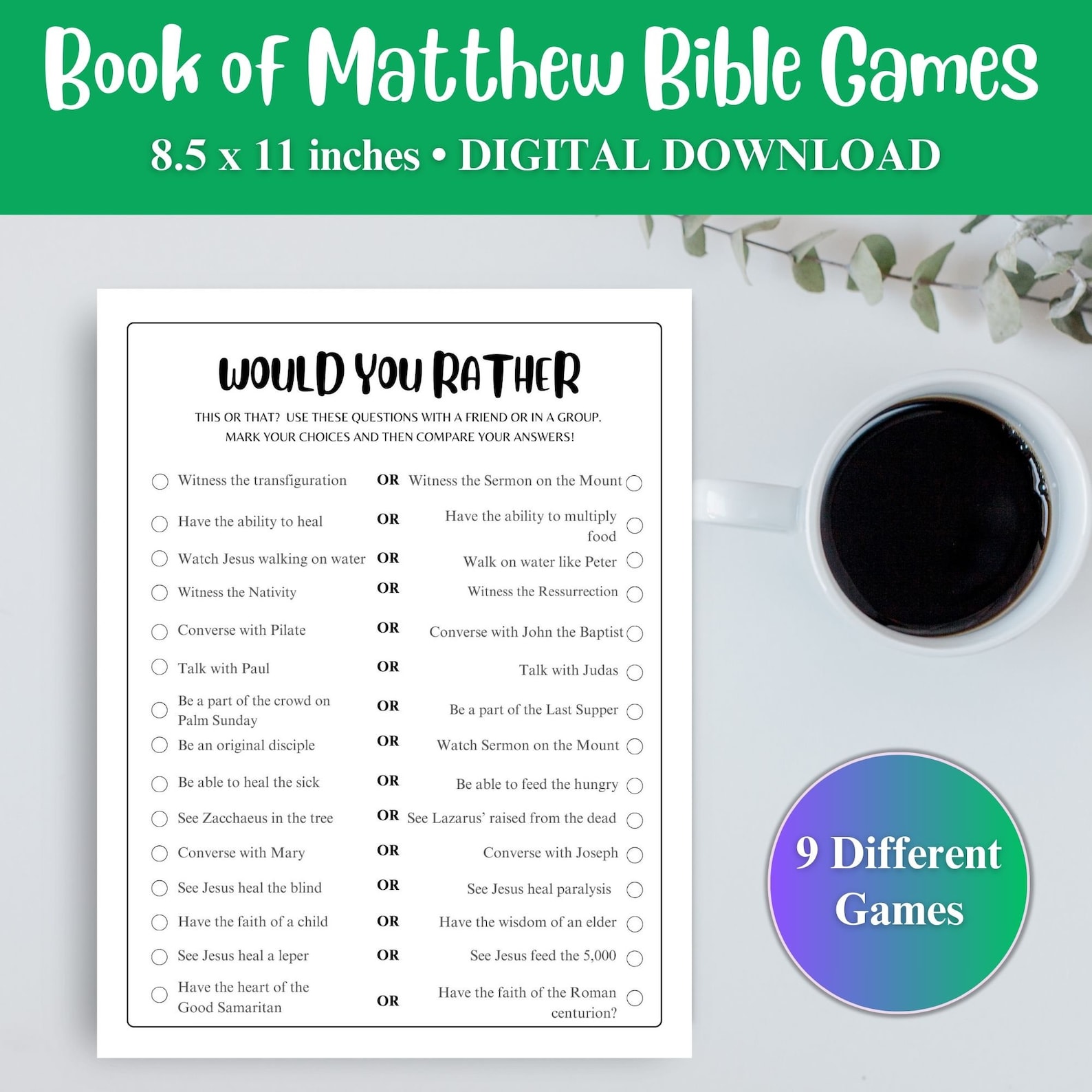 Book of Matthew Bible Games: Printable Family New Testament Bundle (PDF ...