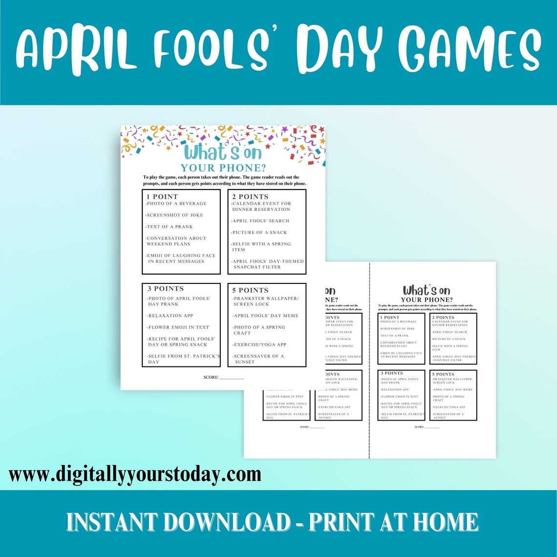 April Fools' Day Games Printable Bundle for Family, Classroom and ...