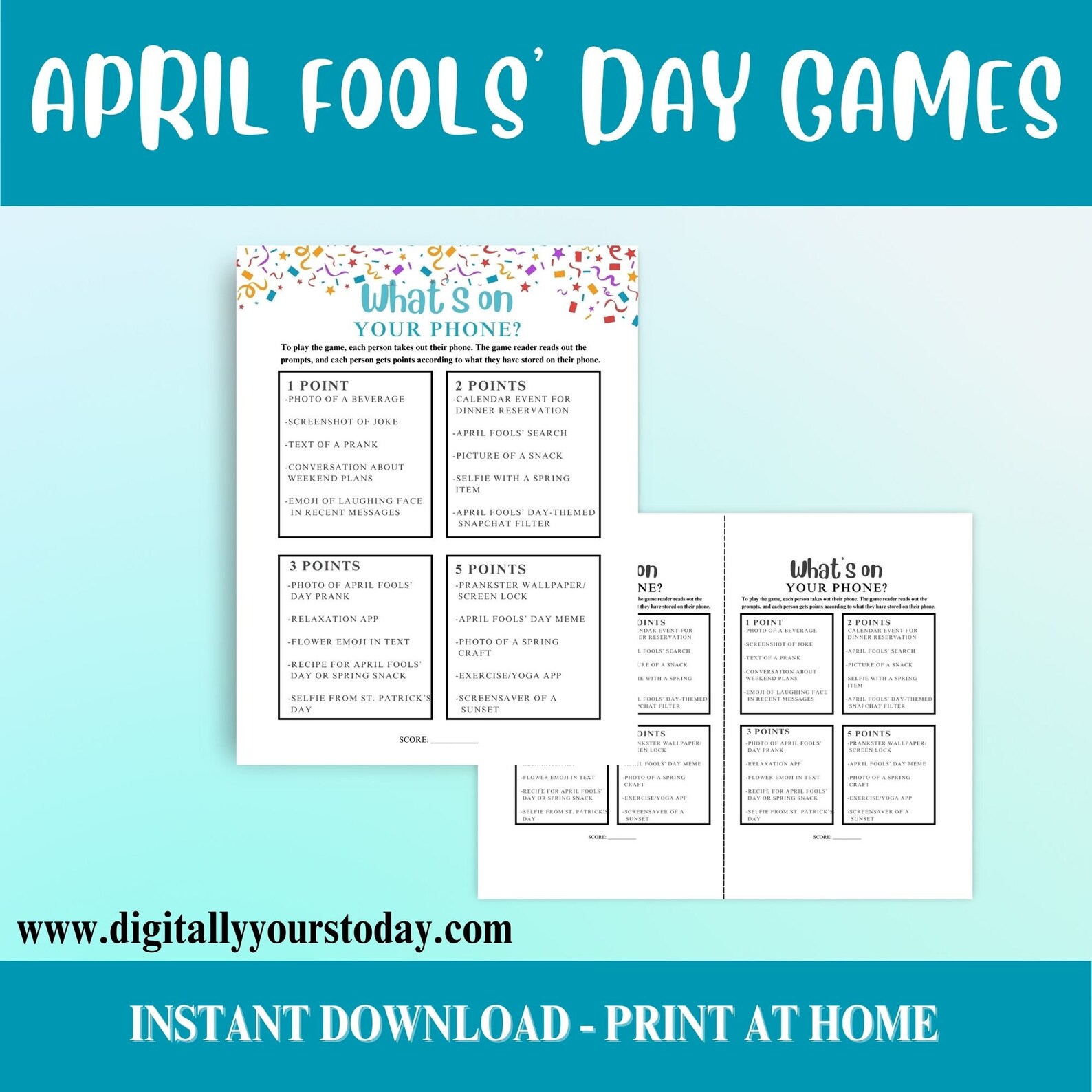 April Fools' Day Games Printable Bundle for Family, Classroom and ...