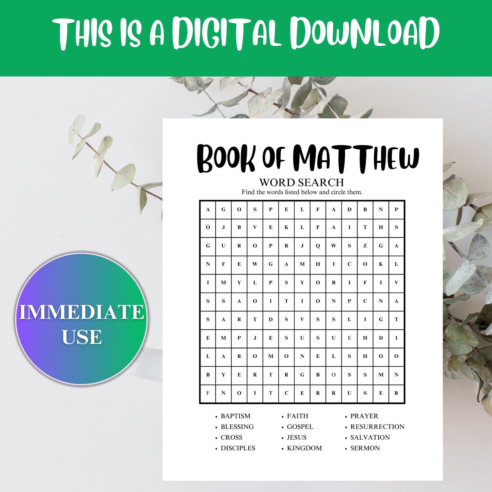 Book of Matthew Bible Games: Printable Family New Testament Bundle (PDF ...