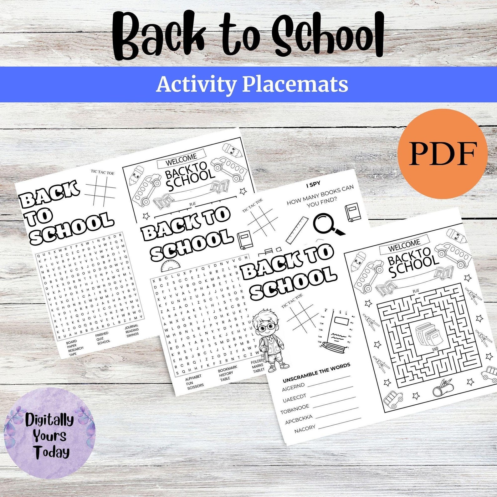 Back to School Placemats for All Ages - 15 Different Designs ...