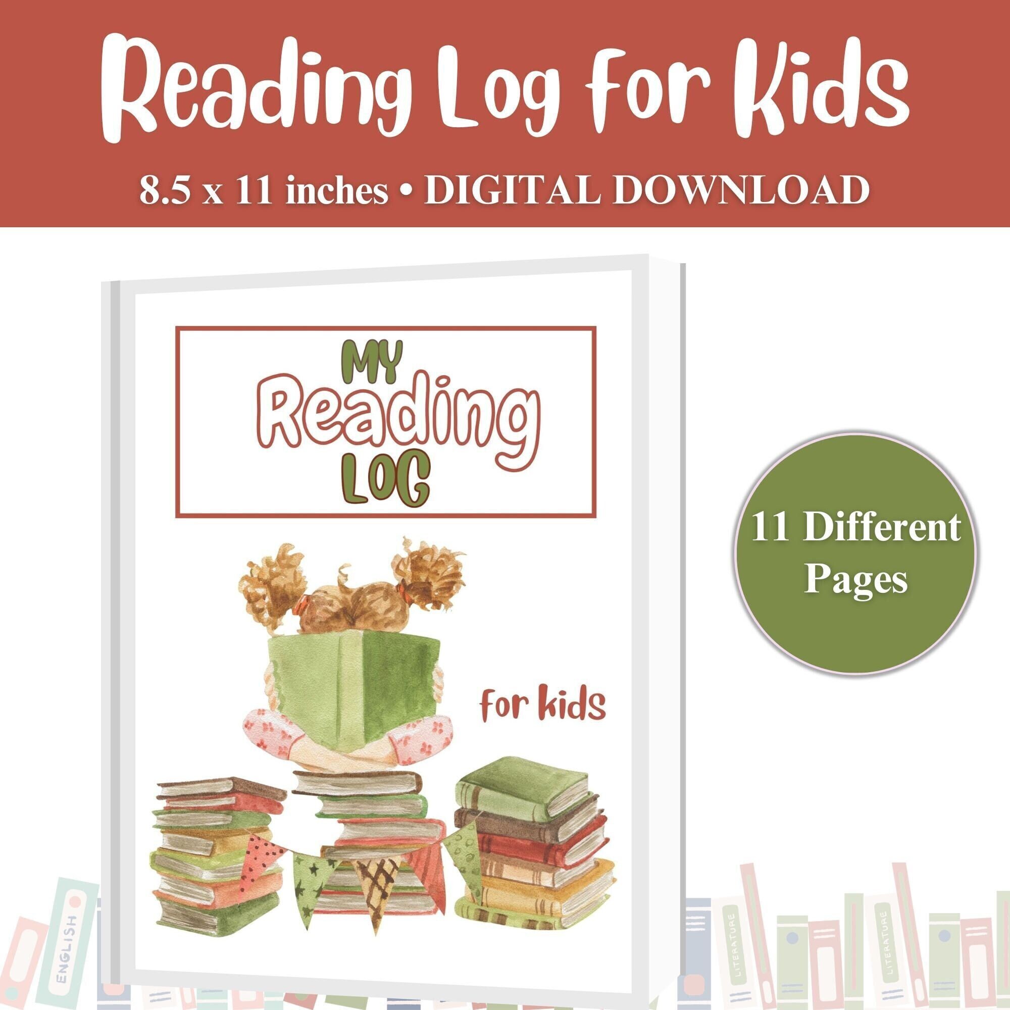 Reading Log for Kids | Instant Download | Reading Planner/ Journal for ...