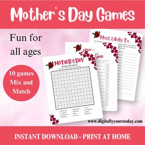Mother's Day Game Printable Bundle | Fun Games for Mum | Mothering ...