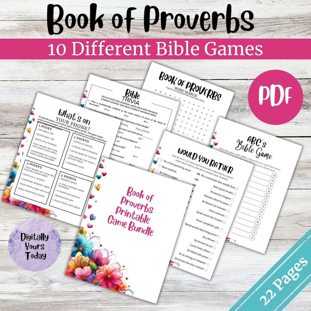 Book of Proverbs Bible Games: Family Printables (PDF) - Etsy