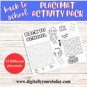 Back to School Placemats for All Ages - 15 Different Designs ...