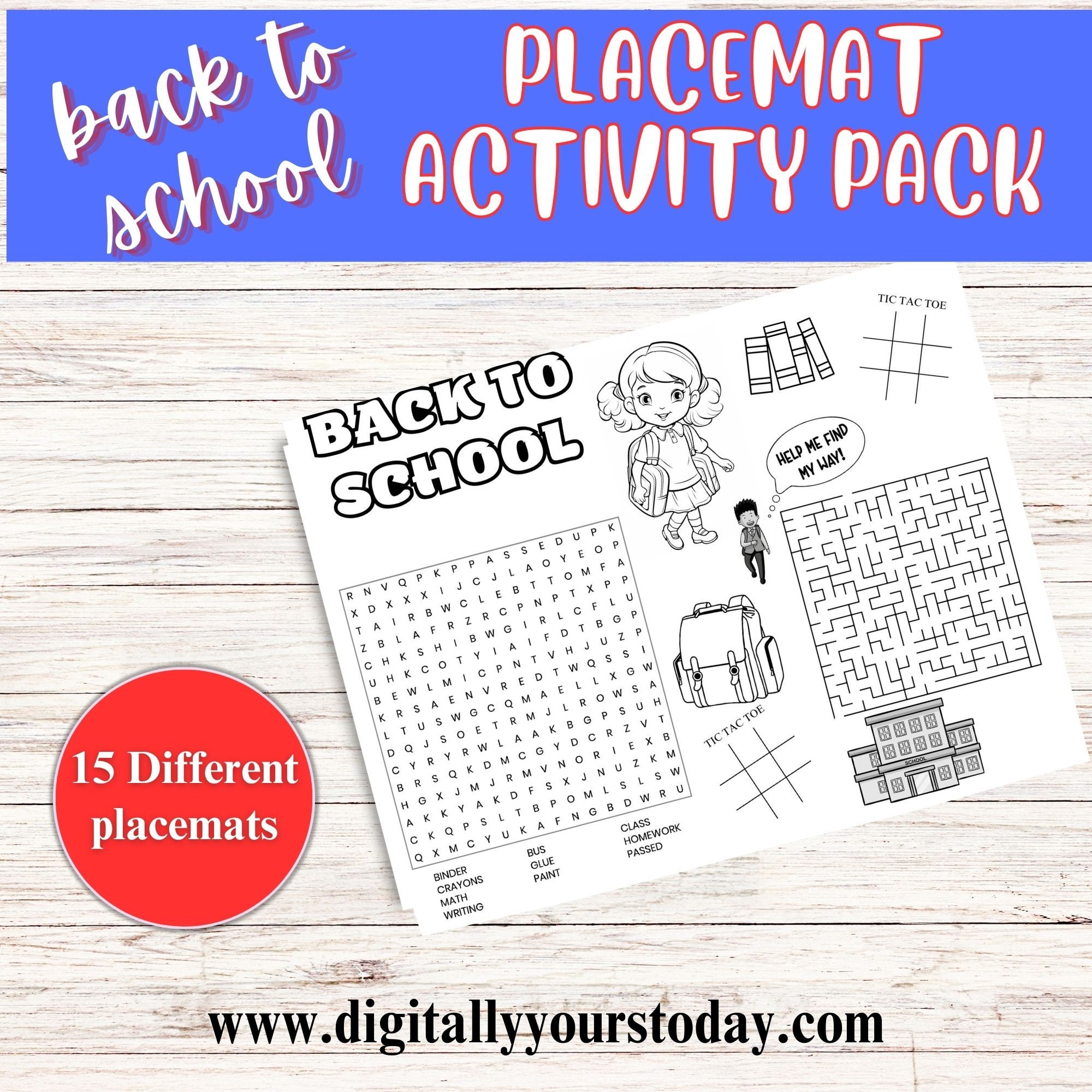 Back to School Placemats for All Ages - 15 Different Designs ...
