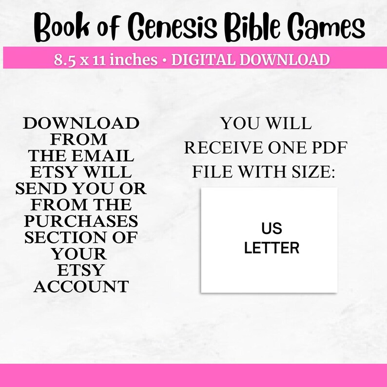 Book of Genesis Bible Games: Family Friendly Activities (digital PDF ...