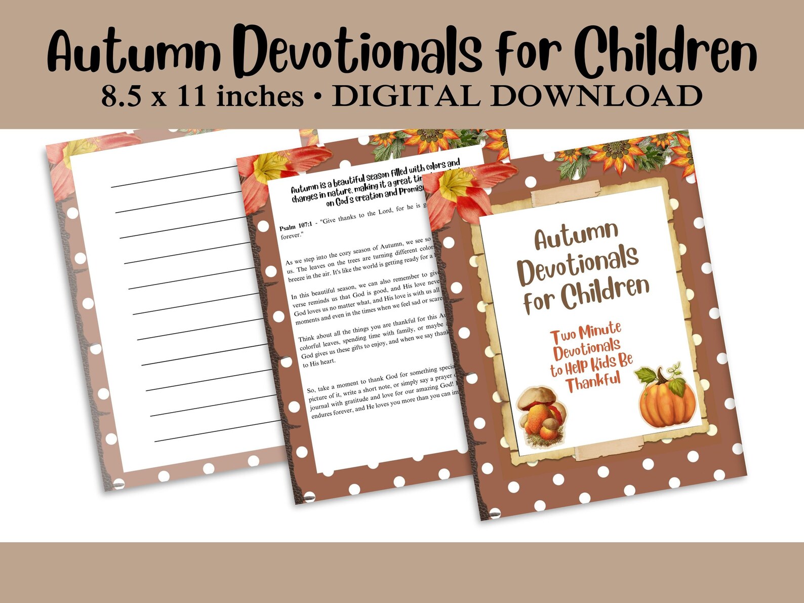 Autumn Devotional for Children | Printable Activity |bible Verses - Etsy