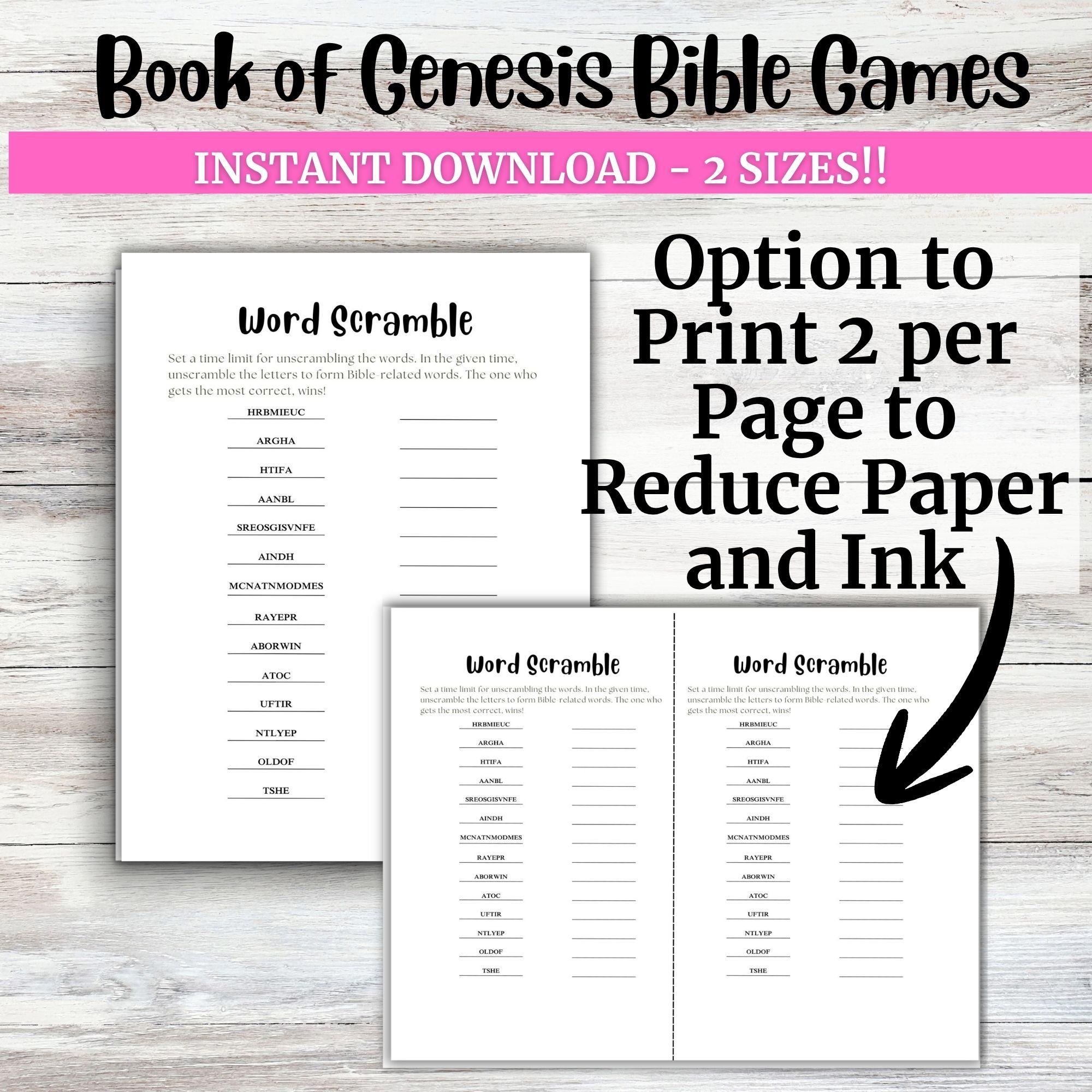 Book of Genesis Bible Games: Family Friendly Activities (digital PDF ...