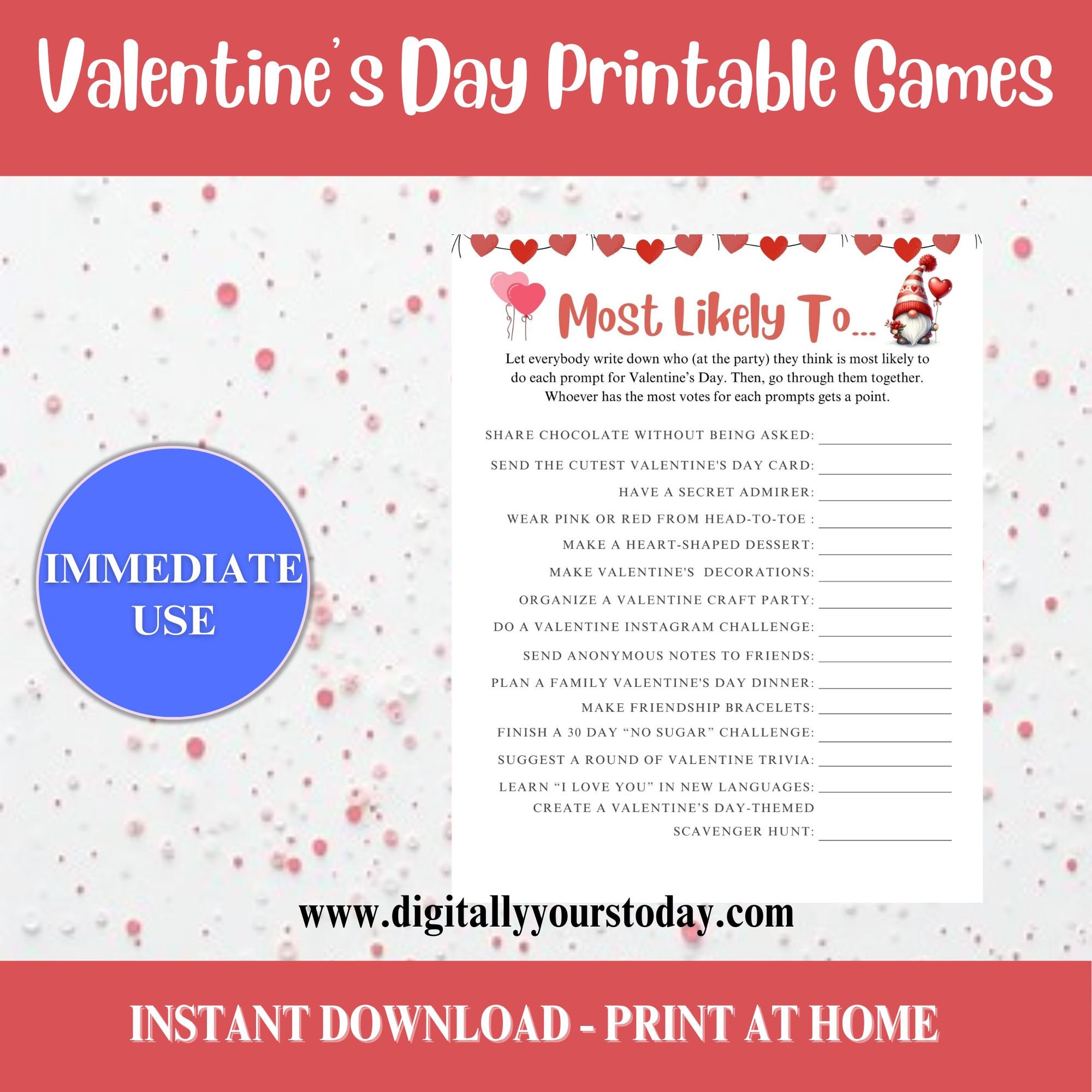 Printable Valentine's Day Game Bundle for Kids of All Ages - Etsy