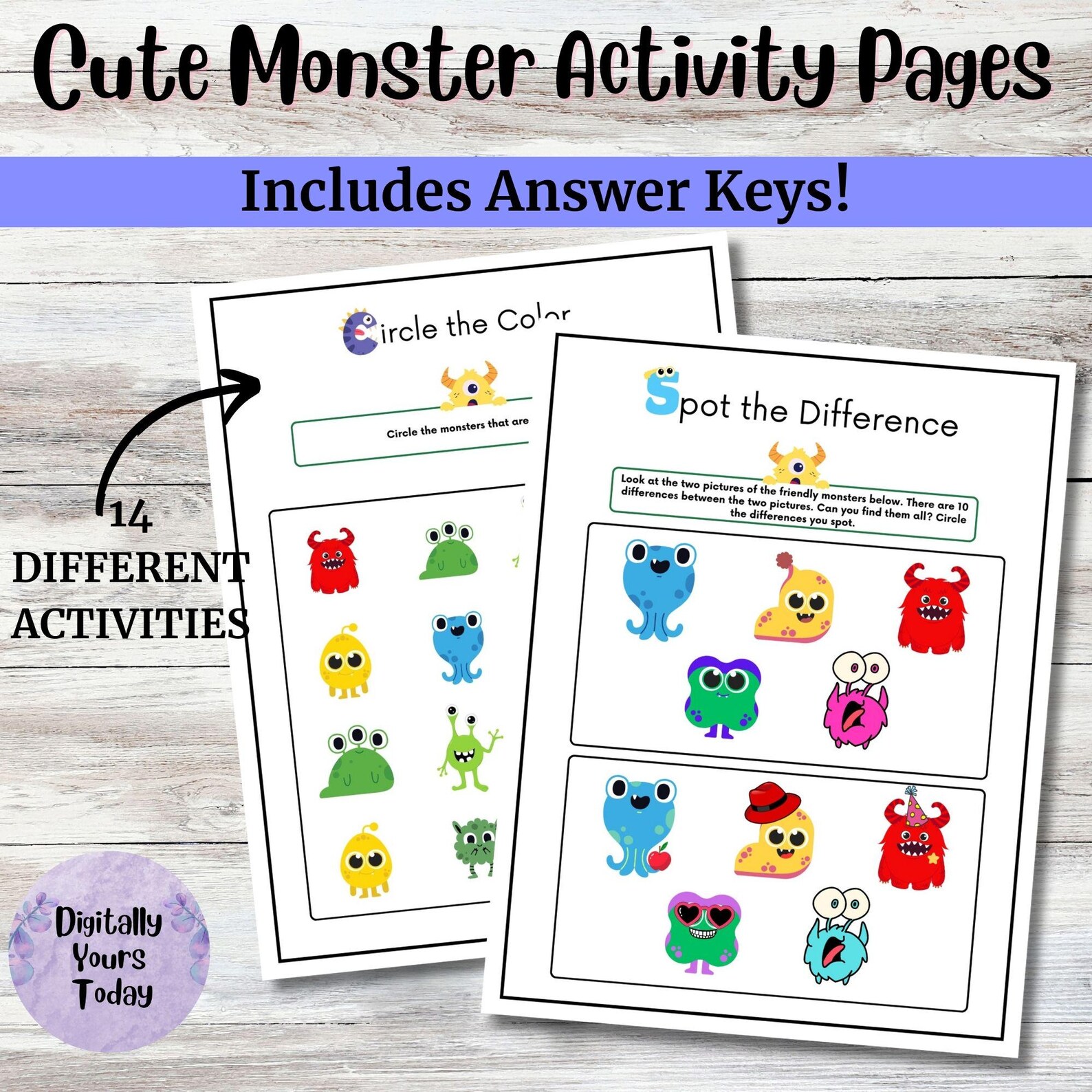Cute Monster Activity Pack & Coloring Pages Printable | Monster ...