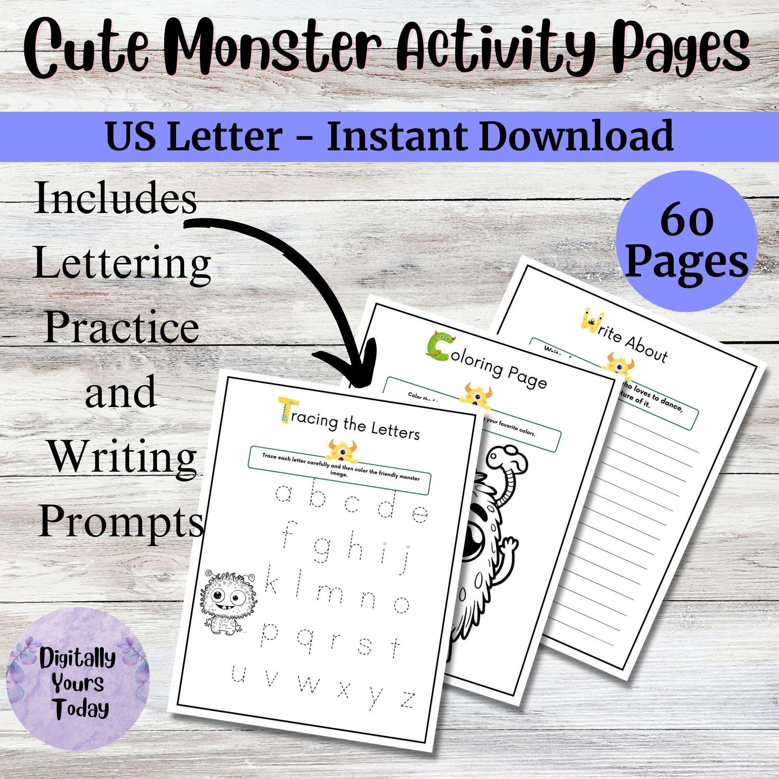 Cute Monster Activity Pack & Coloring Pages Printable | Monster ...