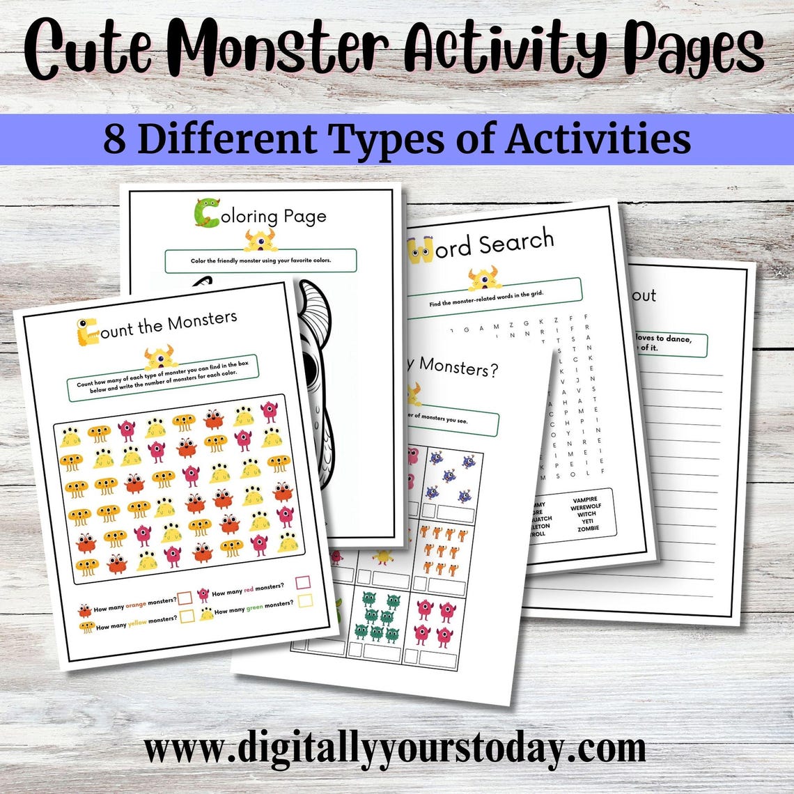 Cute Monster Activity Pack & Coloring Pages Printable | Monster ...