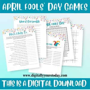 April Fools' Day Games Printable Bundle for Family, Classroom and ...