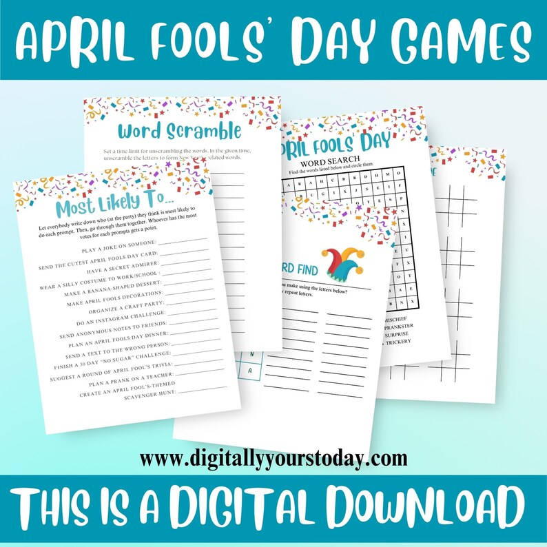 April Fools' Day Games Printable Bundle for Family, Classroom and ...