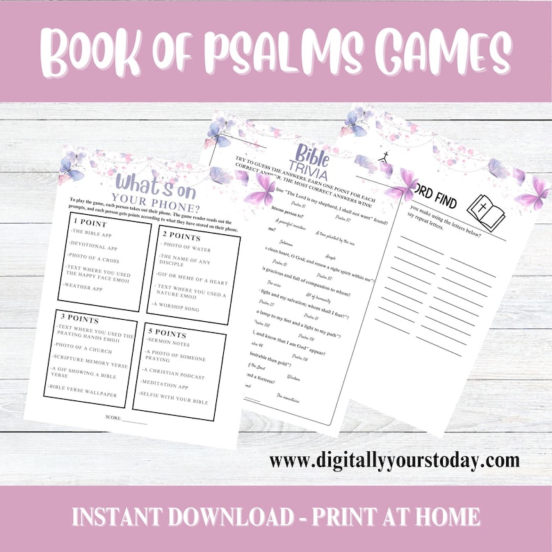 Book of Psalms Bible Games: Family Printables (PDF) - Etsy