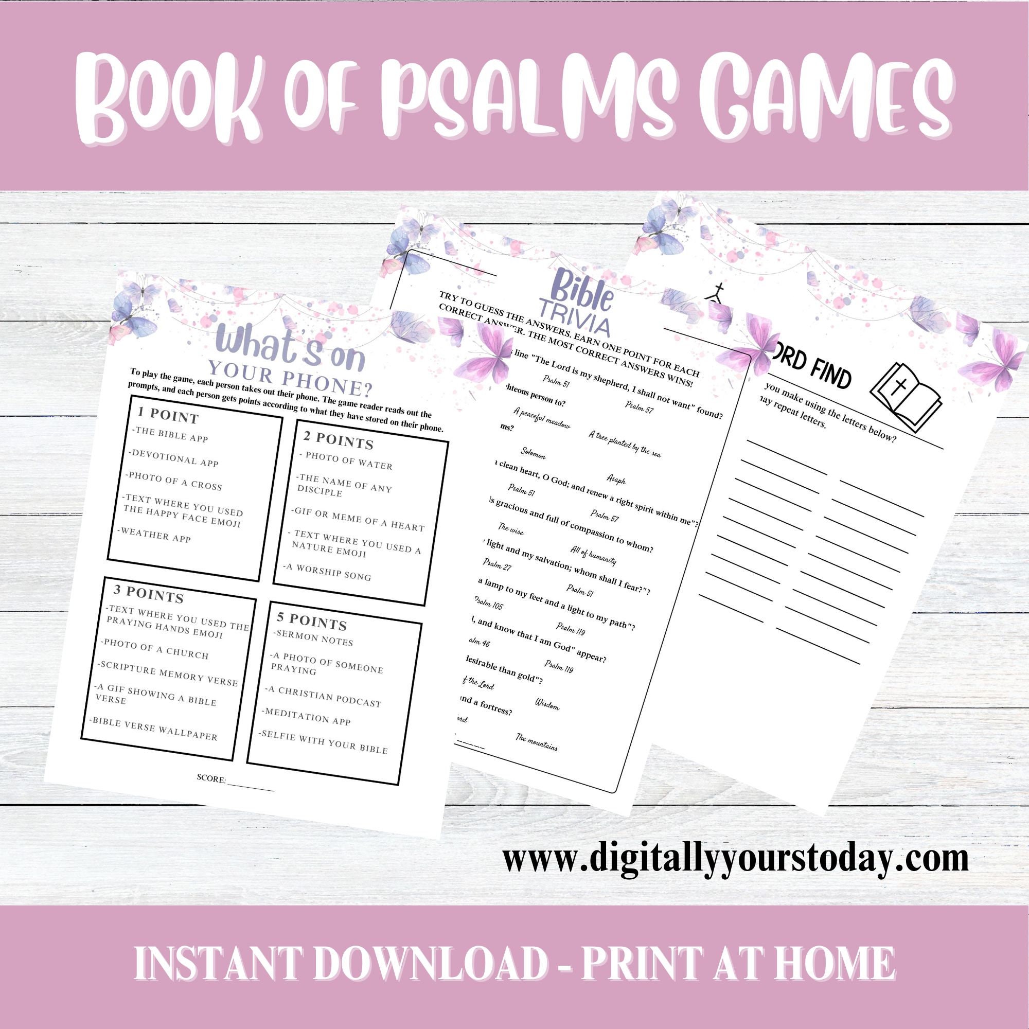 Book of Psalms Bible Games: Family Printables (PDF) - Etsy