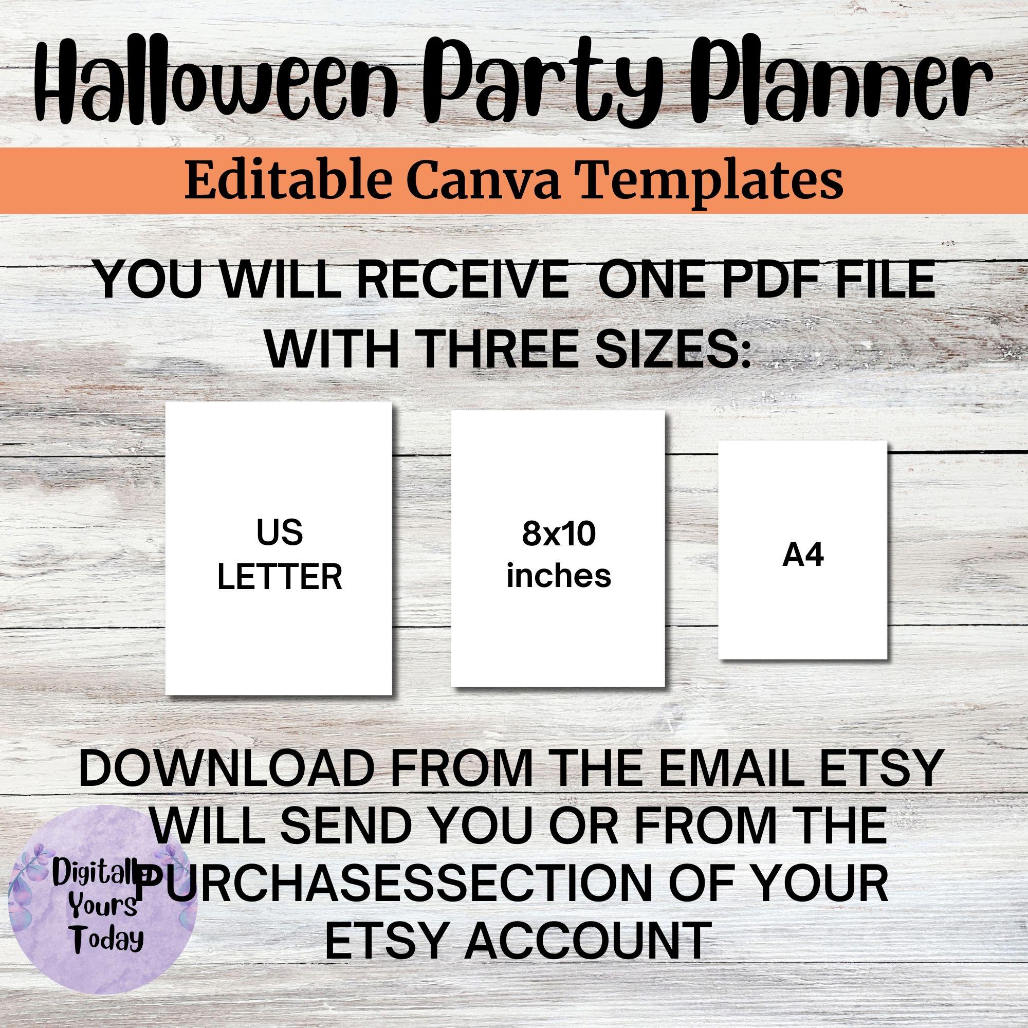 Halloween Party Planner Printable & Editable in Canva | A4, 8x10 and US ...