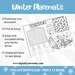 Winter Activity Placemats for Kids of All Ages 10 Different Designs ...