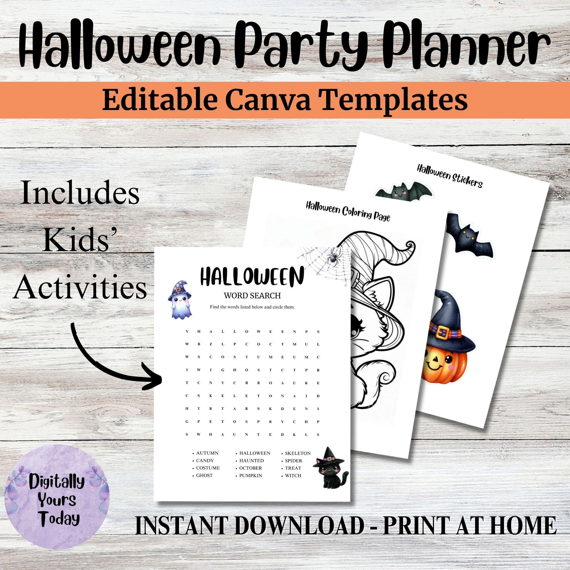 Halloween Party Planner Printable & Editable in Canva | A4, 8x10 and US ...