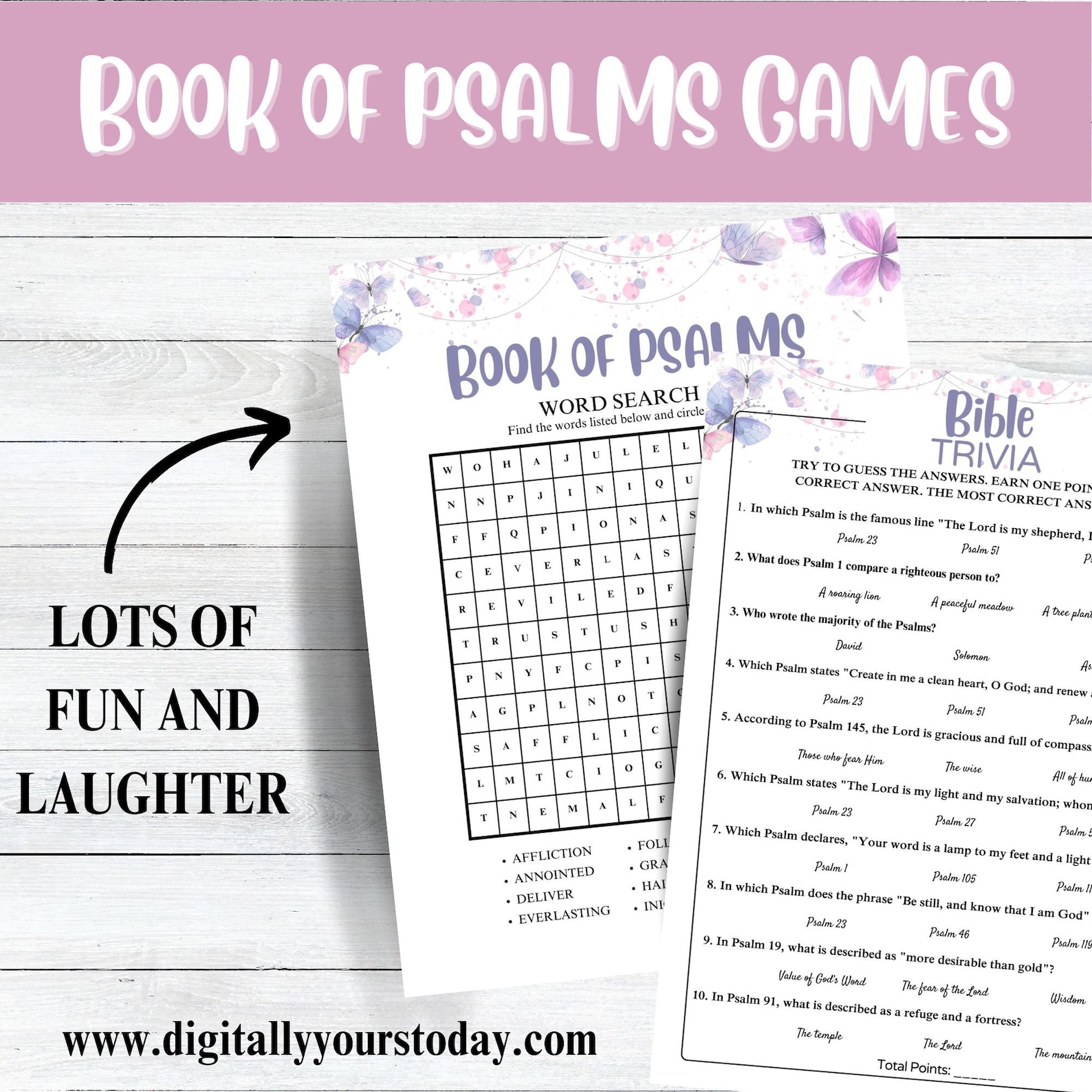 Book of Psalms Bible Games: Family Printables (PDF) - Etsy